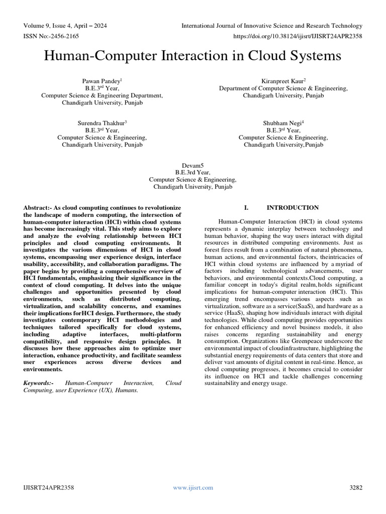 Human-Computer Interaction in Cloud Systems | Download Free PDF | Human–Computer Interaction ...