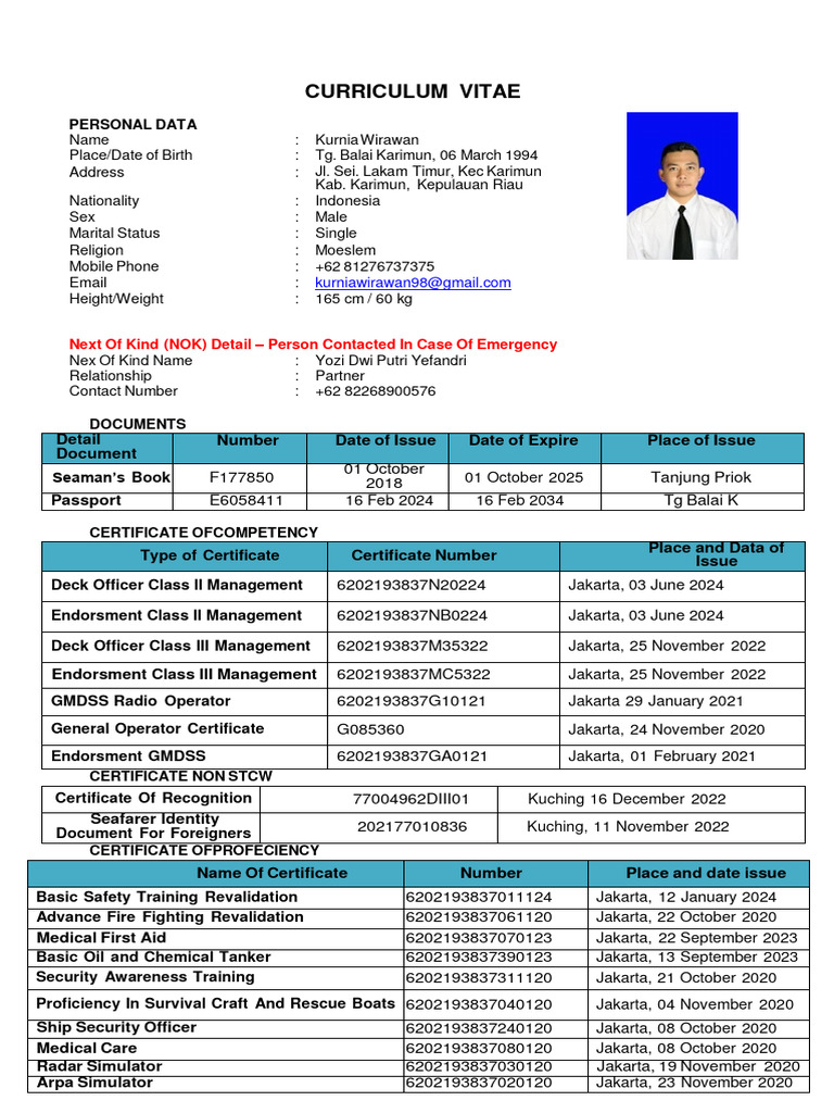 CV KURNIA WIRAWAN (1) | PDF | Ships | Water Transport