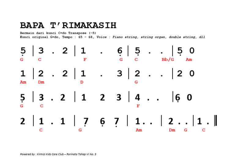 Chord Bapa Trimakasih | PDF