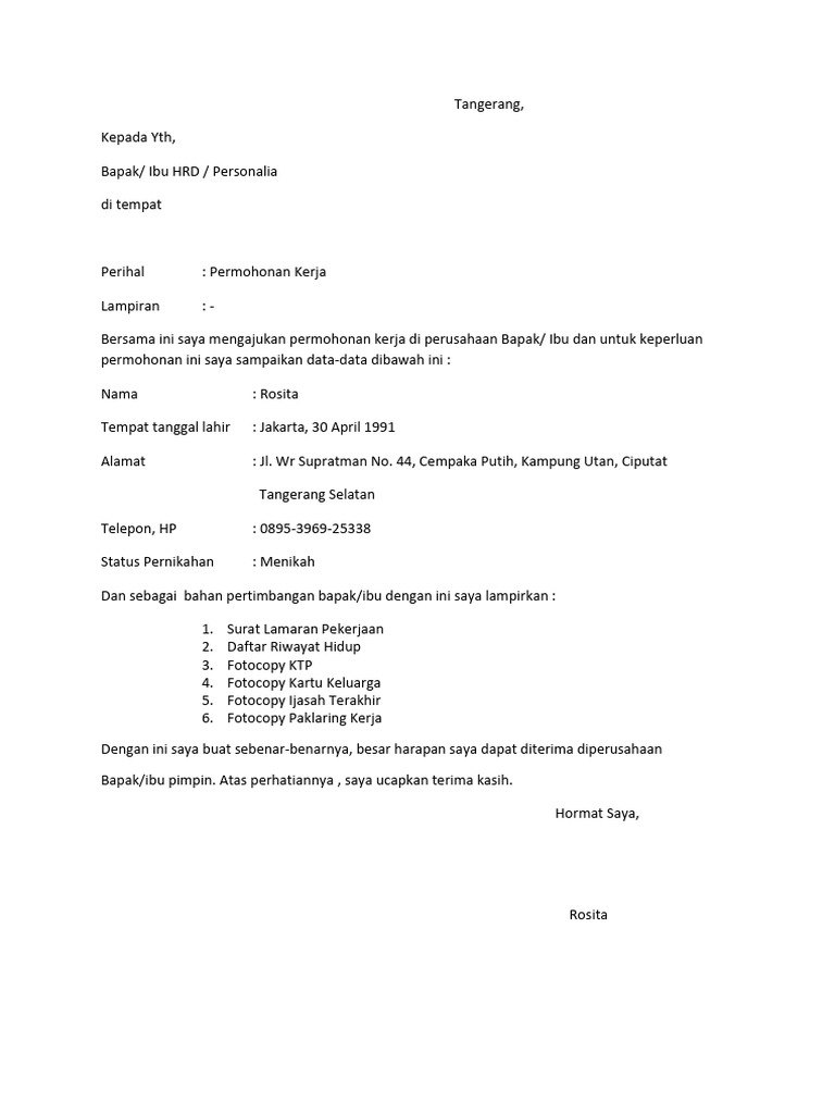 CV Rosita (Lengkap) 1 | PDF