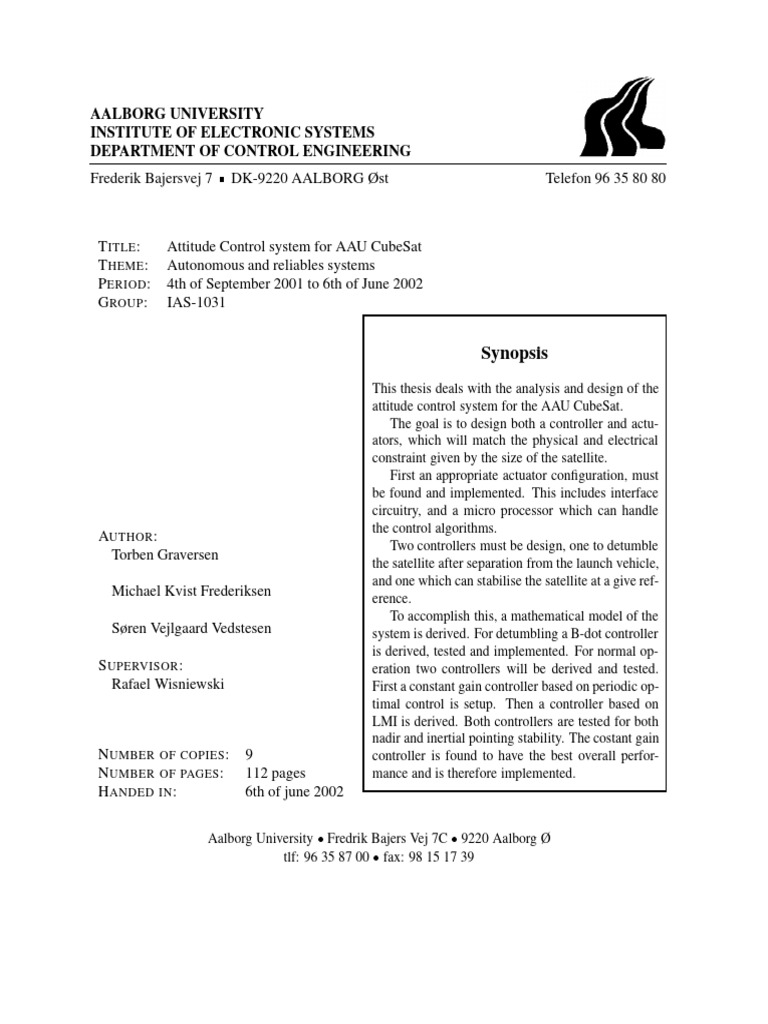 Acs Report | PDF | Rotation | Satellite