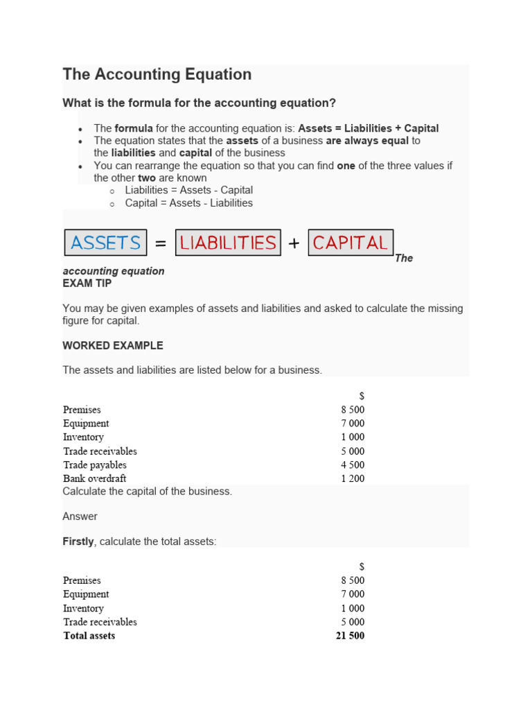 The Accounting Equation | PDF | Debits And Credits | Banks