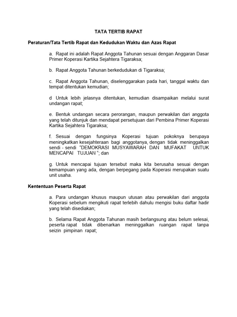 Tata Tertib Rapat | PDF