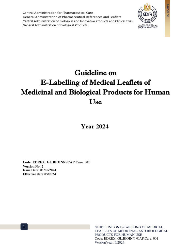 Guide Line e Labelling of Medical Leaflets of Medicinal Products for ...