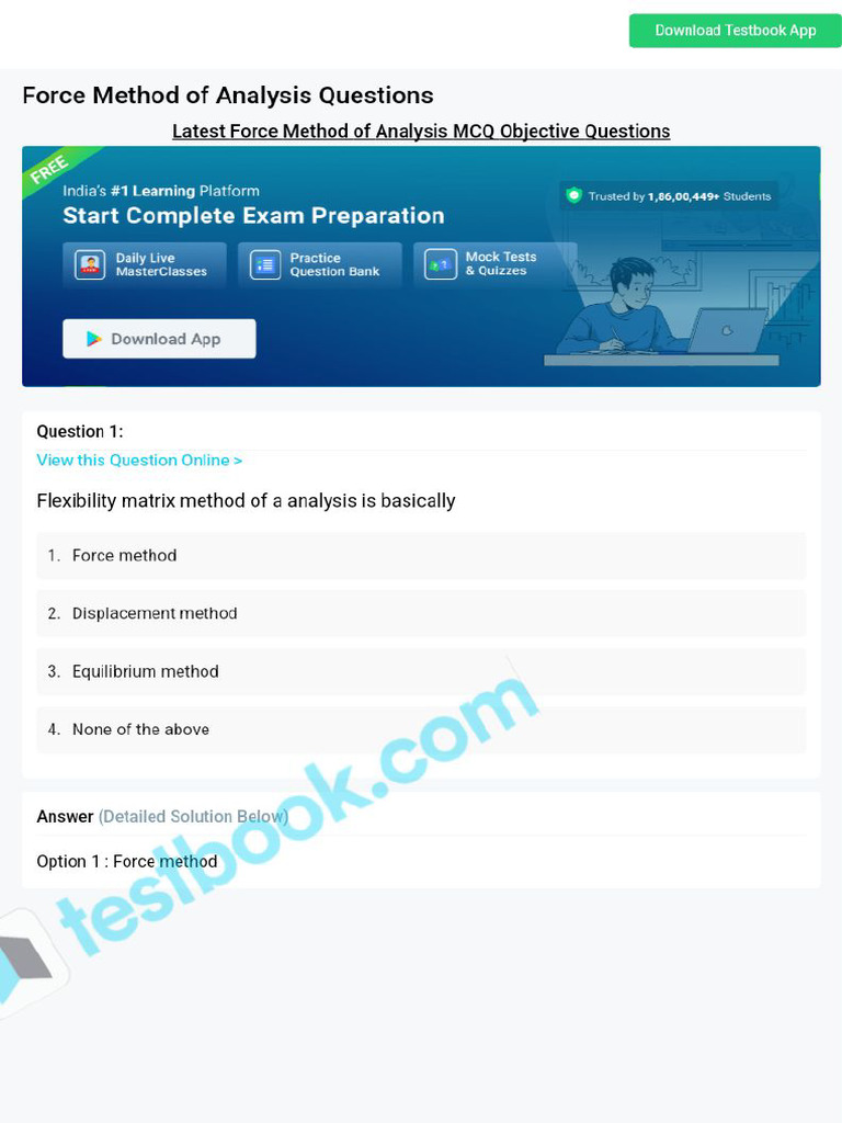 MCQ On Force Method of Analysis | PDF