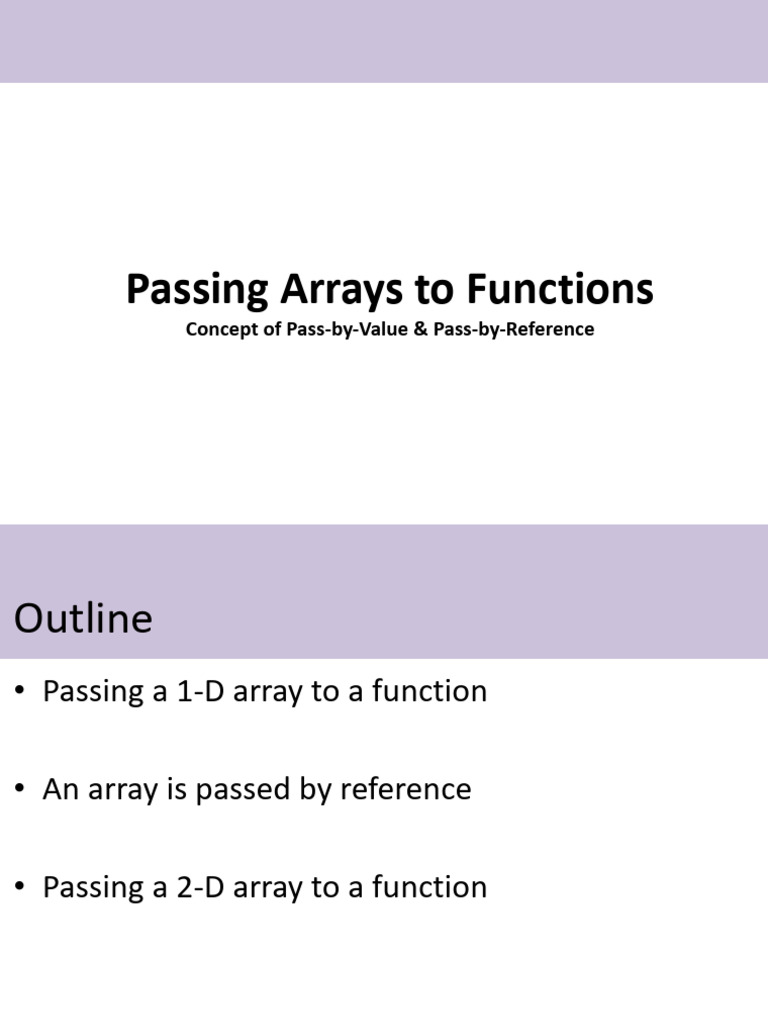 09b. Passing Arrays To Functions | PDF | Computer Programming | Software Engineering