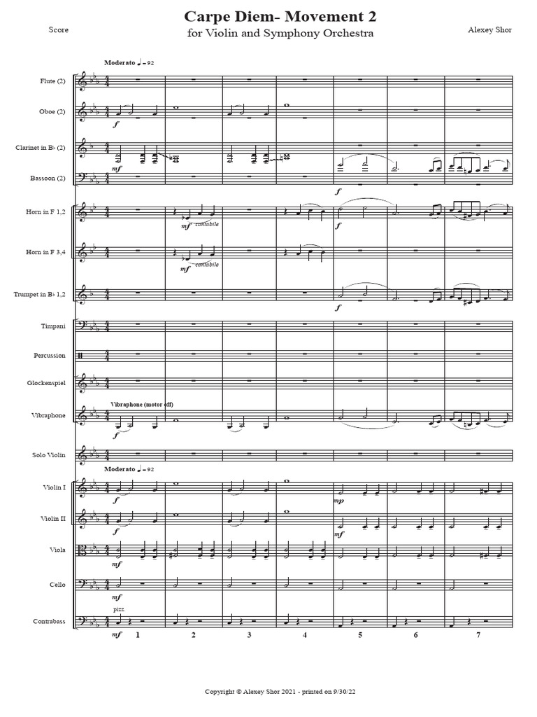Carpe Diem - MVT 2 - Violin and Symphony - Score | PDF