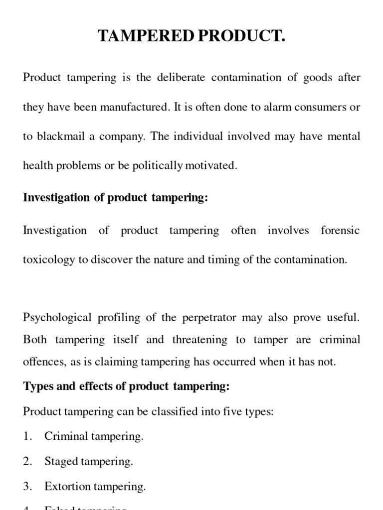 Tampered Product | PDF