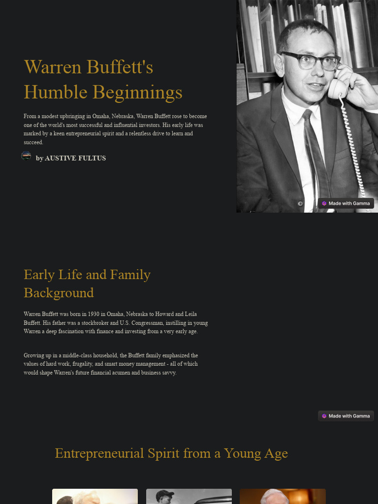 Warren Buffetts Humble Beginnings | PDF | Warren Buffett | Investing