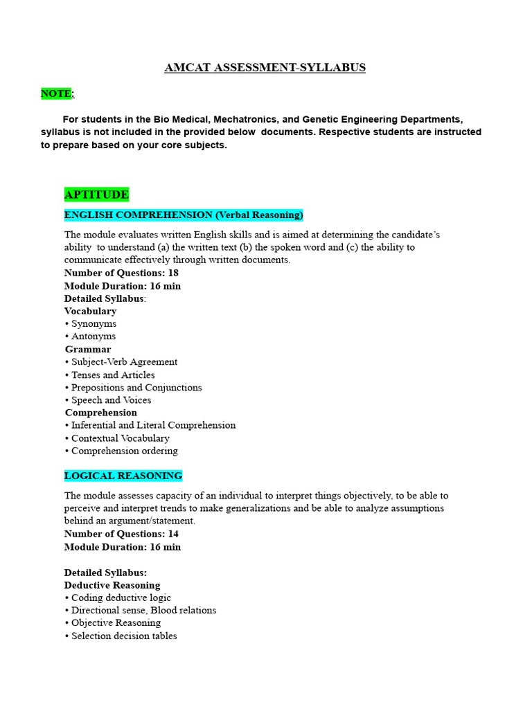 AMCAT Assessment Syllabus Overview | PDF | Engineering | Electronics