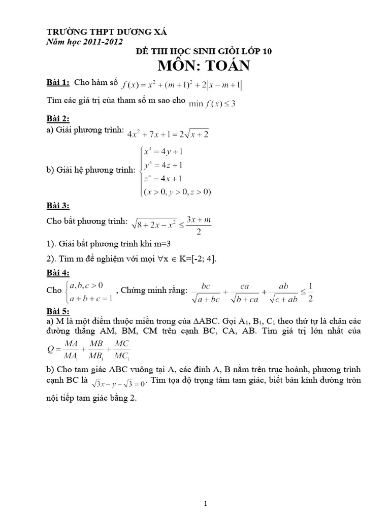 De Dapan DX HSG Toan 10 2012 | PDF