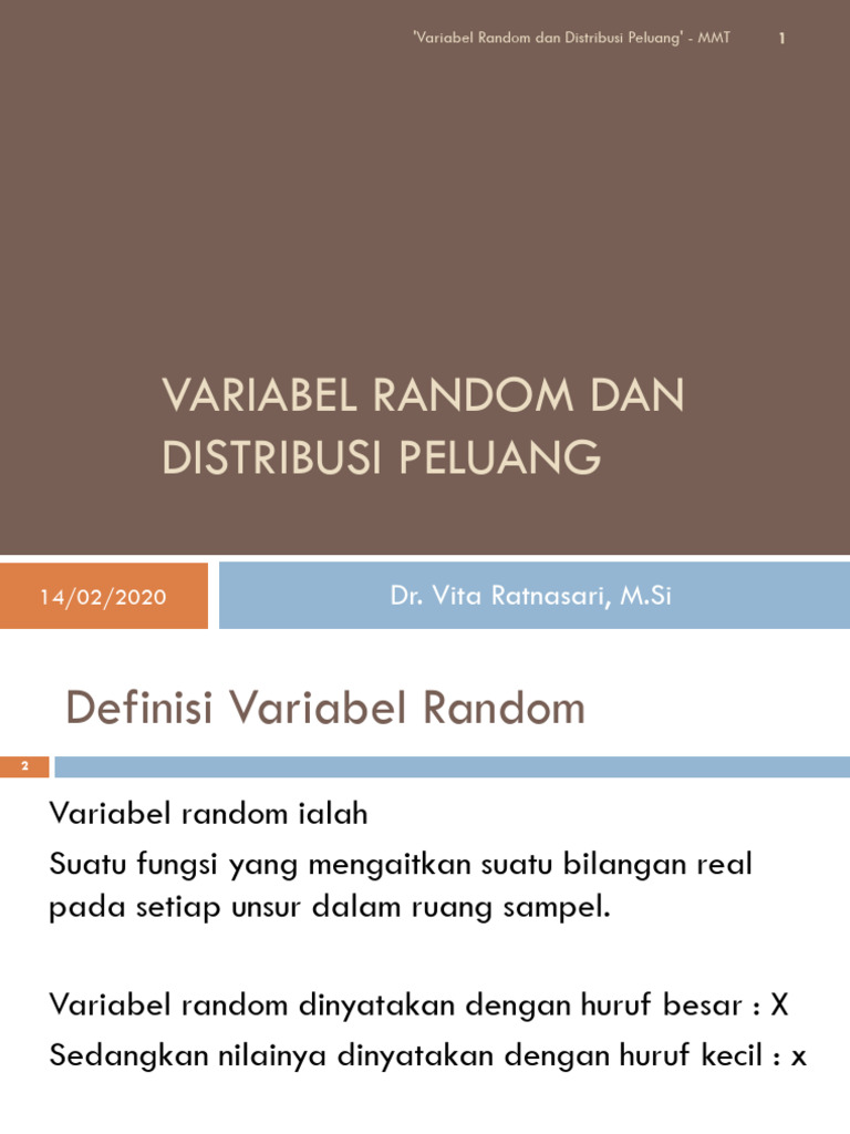 Variabel Random Dan Distribusi Peluang MMT | PDF