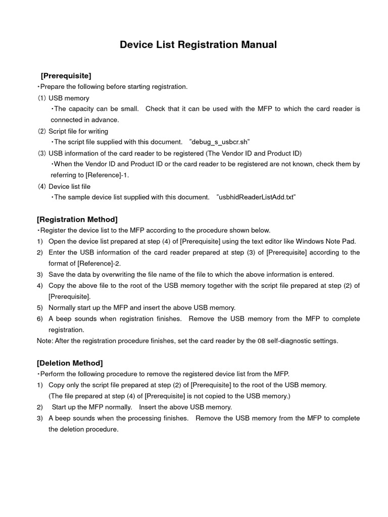 DeviceList Registration Manual | PDF | Usb Flash Drive | Computer File