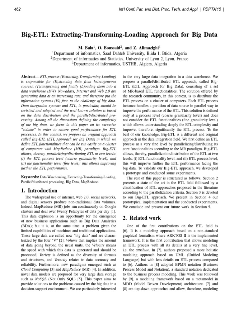 Big ETL Extracting Transforming Loading | PDF | Big Data | Apache Hadoop