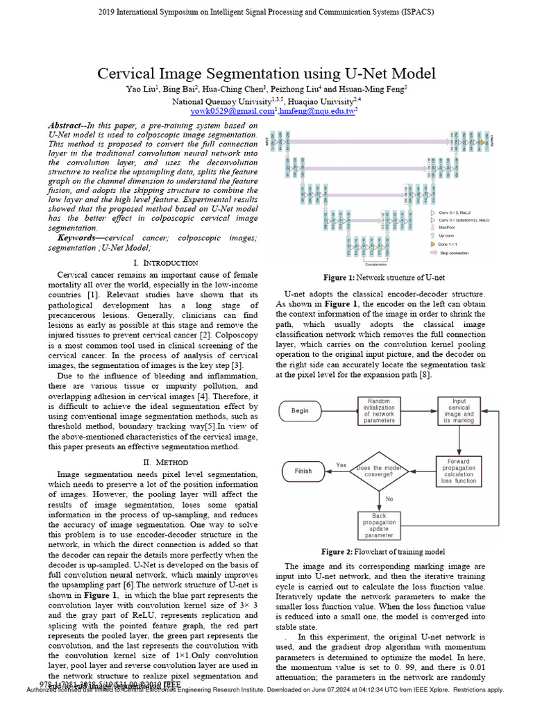 Cervical Image Segmentation Using U-Net Model | PDF | Image Segmentation | Applied Mathematics