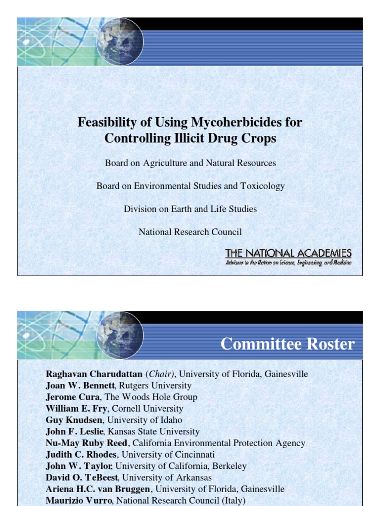 Feasibility of Using Mycoherbicides For Controlling Illicit Drug Crops ...