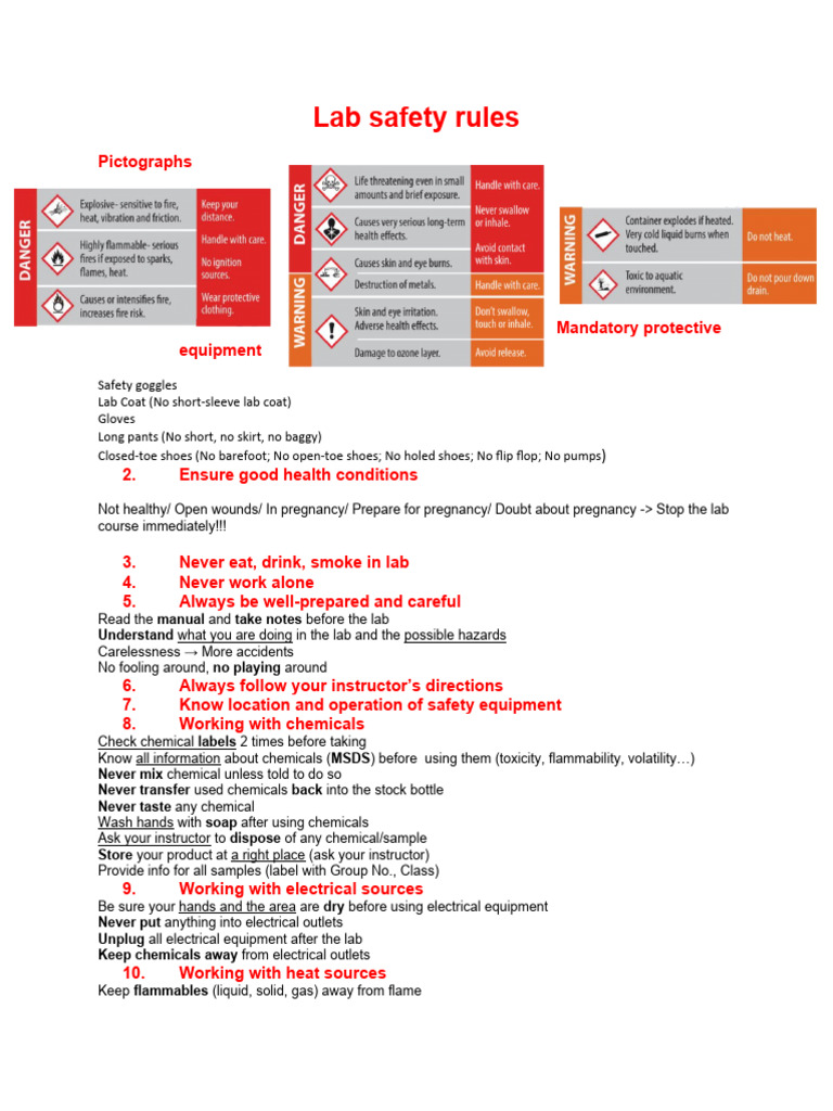 Lab Safety Rules | PDF | Distillation | Solubility