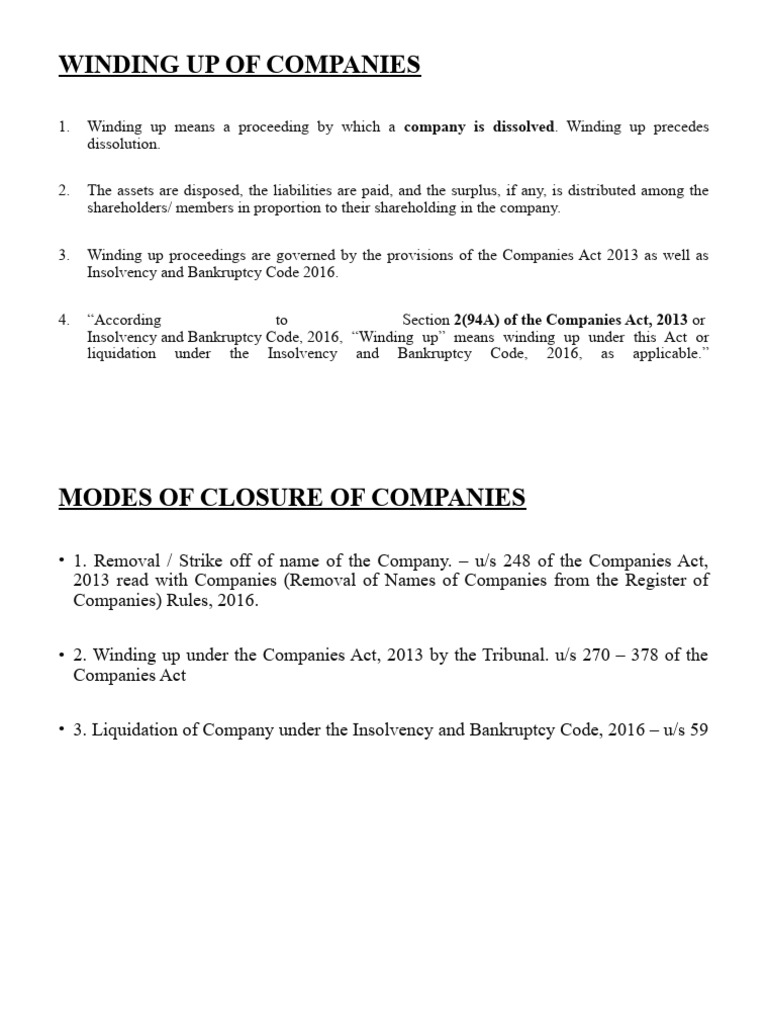 Company Winding Up Process Guide | PDF | Liquidation | Bankruptcy