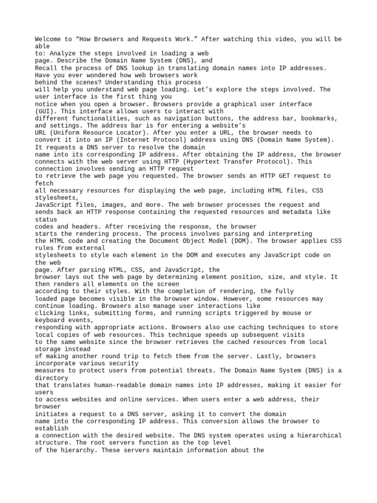 How Browsers and Requests Work | PDF | Domain Name System | World Wide Web