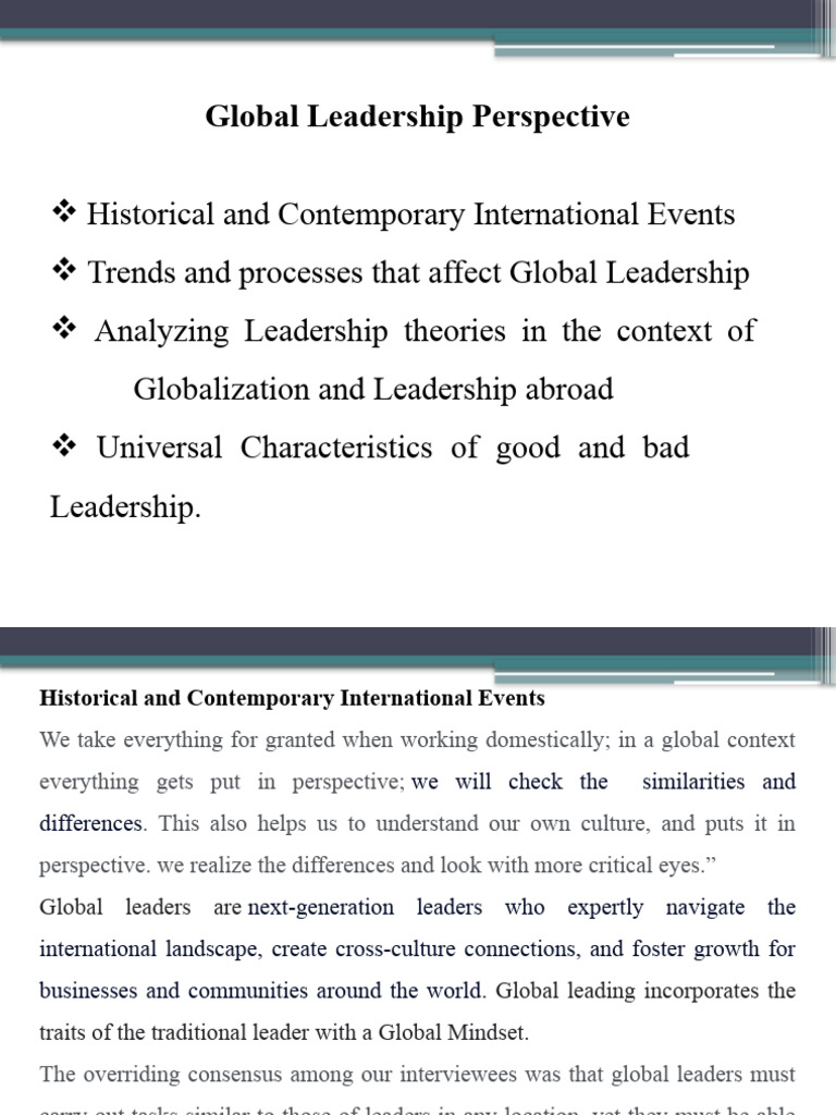 3- Global Leadership Perspective | PDF | Leadership | Organizational ...