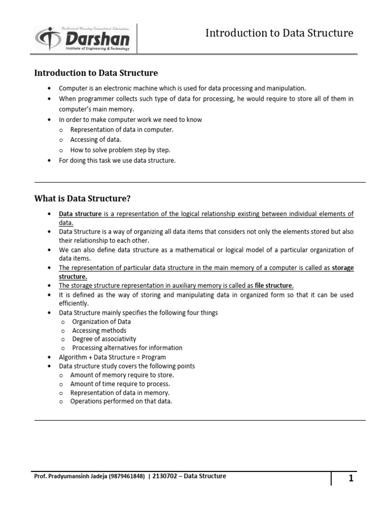 Ds Notes | PDF | Data Type | Matrix (Mathematics)