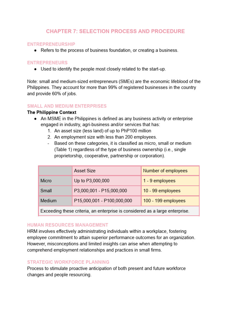 Chapter 7 - Selection Process and Procedure | PDF | Small And Medium Sized Enterprises ...