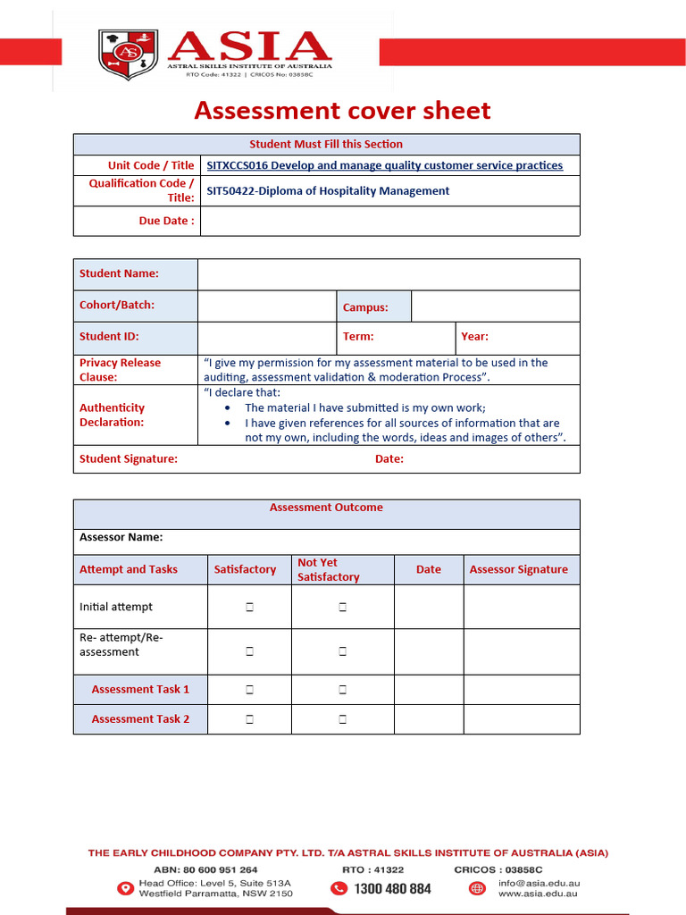SITXCCS016 Student Assessment Tasks | PDF | Policy | Communication SITXCCS016 Student Assessment Tasks | PDF | Policy | Communication