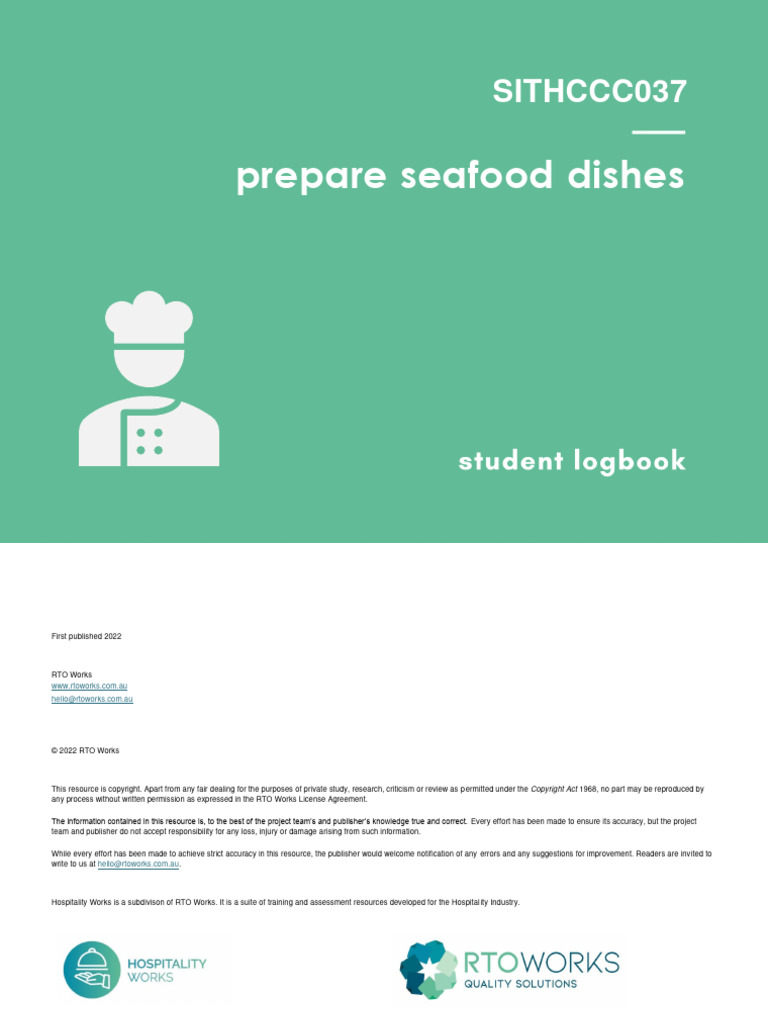 SITHCCC037 Student Logbook - Seafood Dishes | PDF | Seafood | Cooking