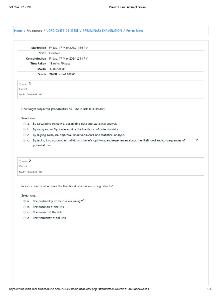 Prelim Exam - Ai Fundamentals | PDF | First Order Logic | Risk
