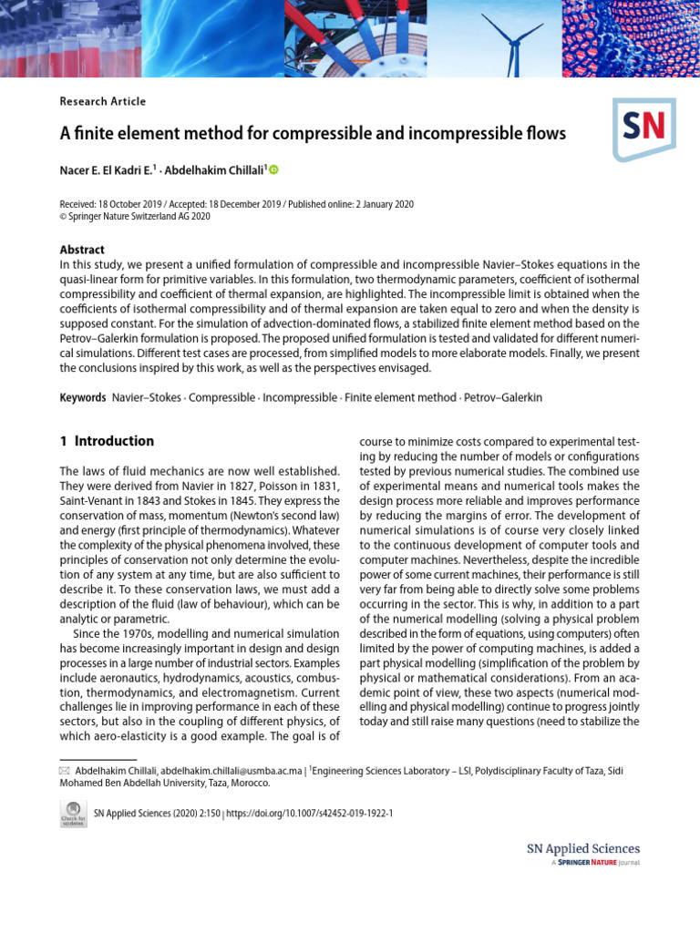 A Finite Element Method For Compressible | PDF | Fluid Dynamics | Navier–Stokes Equations