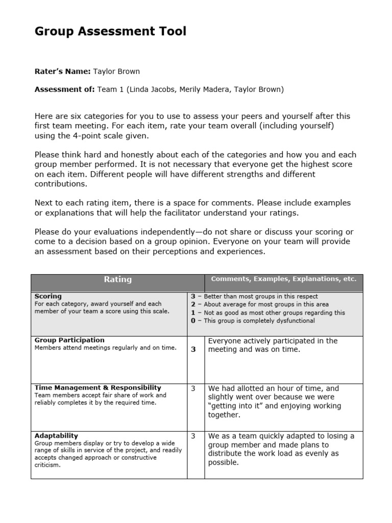 Group Assessment Tool - Taylor Brown | Download Free PDF | Cognitive Science | Cognition