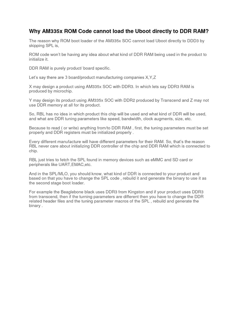 006why AM335x ROM Code Cannot Load The Uboot Directly To DDR RAM | PDF | Technology & Engineering