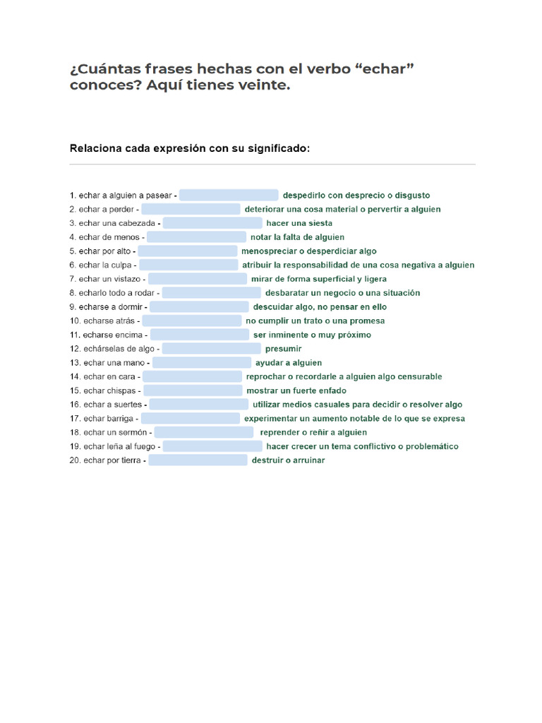 Verbo Echar - Respuestas | PDF