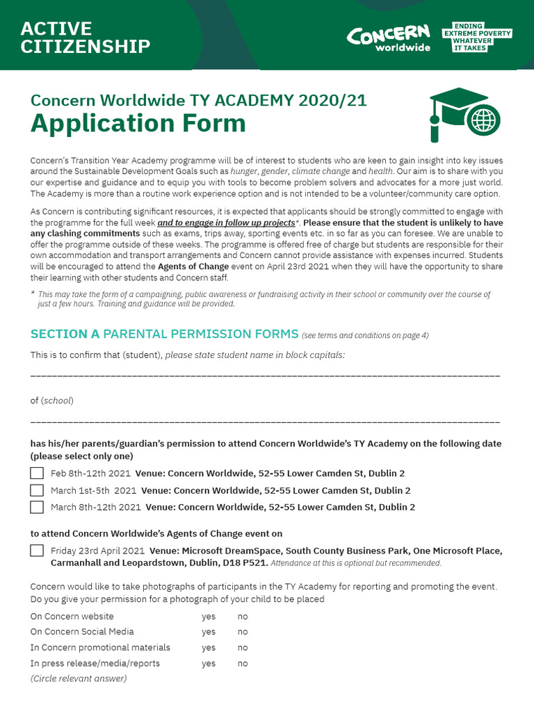 Concern TY Academy Application Form | PDF