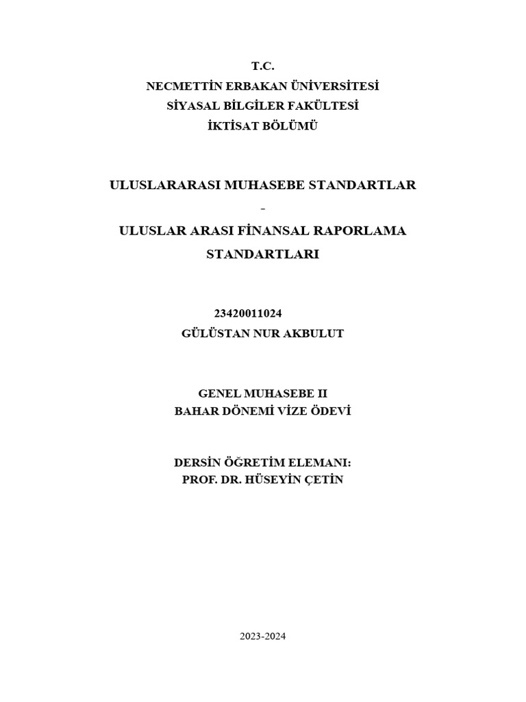 Uluslararasi Muhasebe Standarlari Uluslararasi Fi̇nansal Raporlama Standartlari | PDF