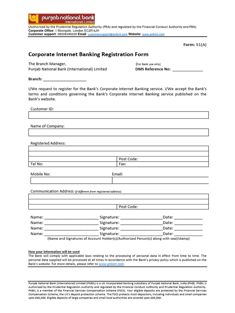 Corporate Internet Banking Registration Form | PDF | Banks | Financial ...
