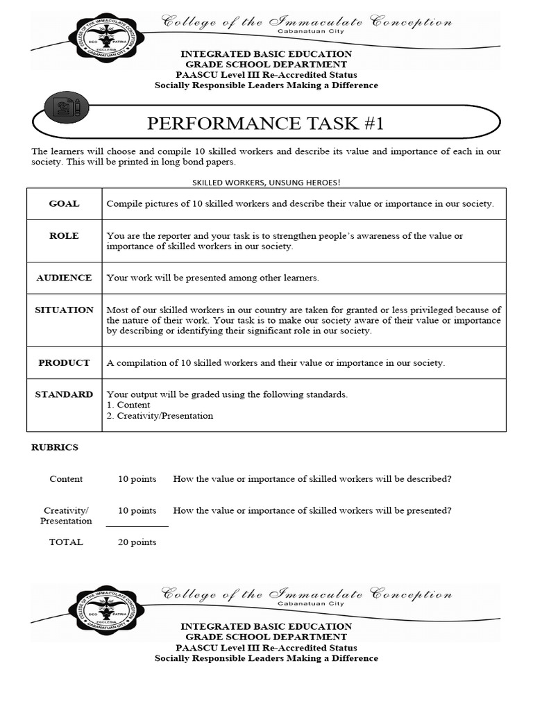 Performance Tasks 1 and 2 | PDF | Cognition | Learning