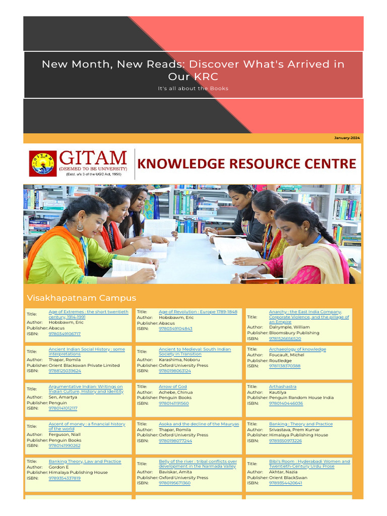 New Arrivals of Books January 2024 at Gitam | PDF | Publishing