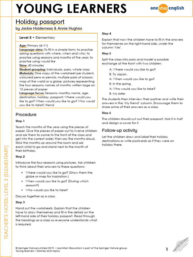 Young Learners Holiday Passport | PDF