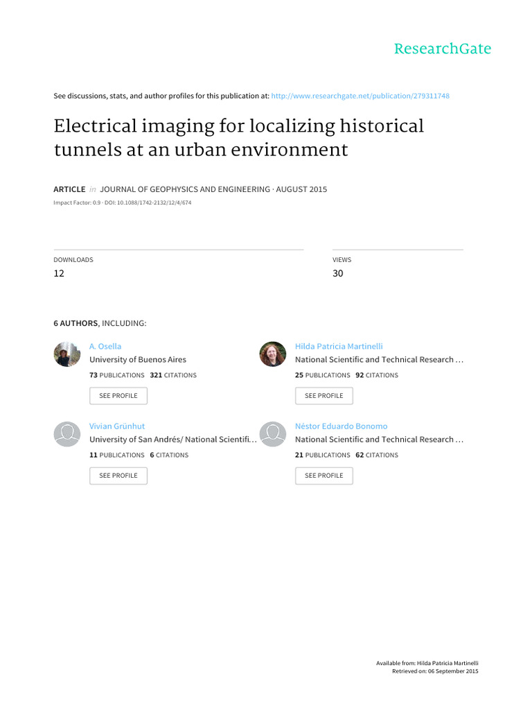 2015 Osella Et Al - Electrical Imaging For Localizing Historical Tunnels | PDF