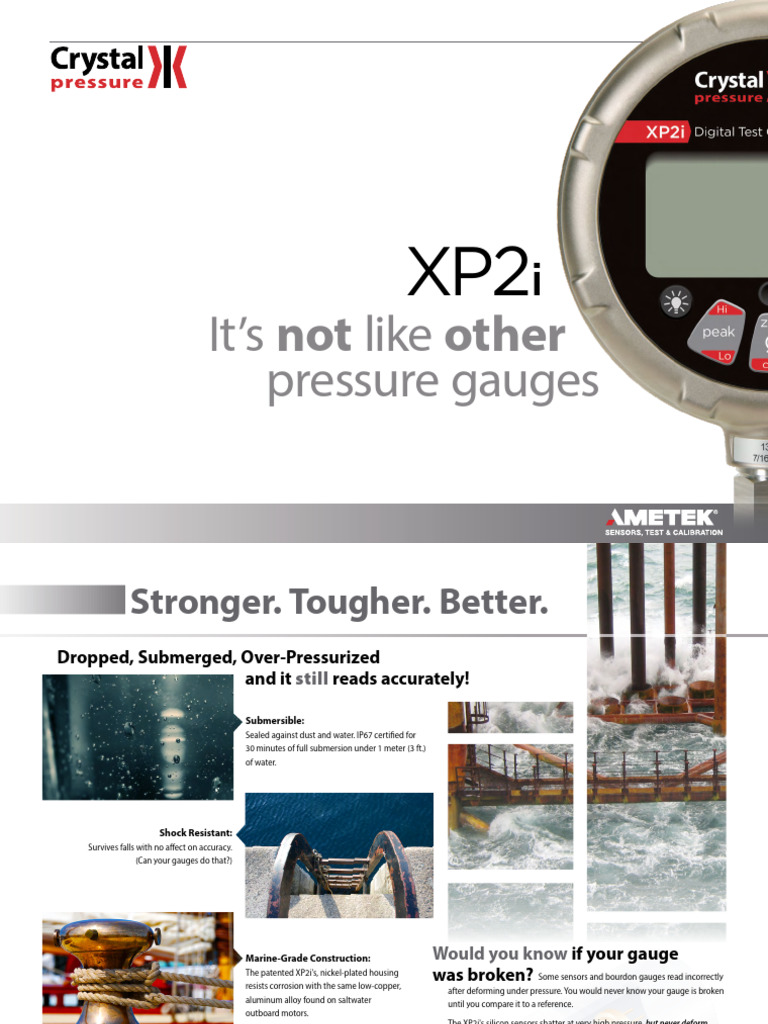 Digital Pressure Gauge Xp2i Brochure Us | PDF | Calibration | Pressure ...