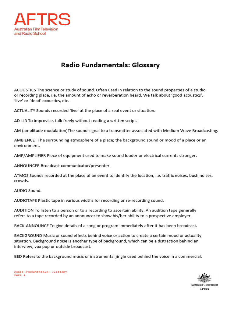 Glossary of Radio Terms | Download Free PDF | Equalization (Audio ...