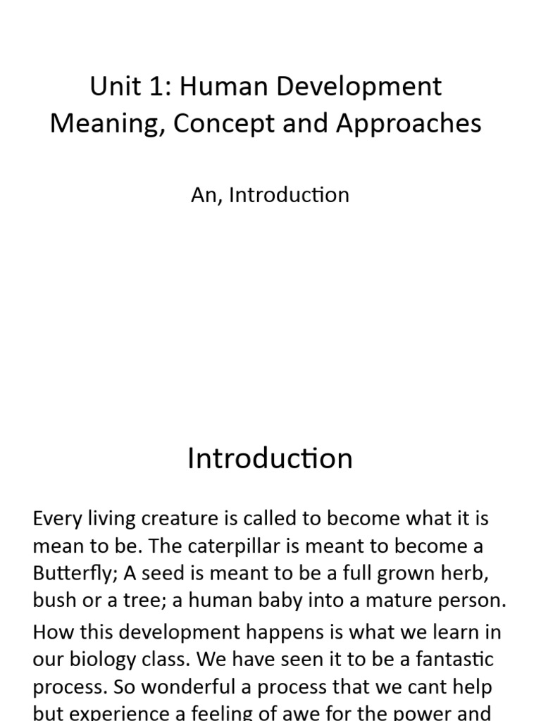 Unit 1 Human Development, Meaning, Concept and Approaches | PDF | Child Development | Learning