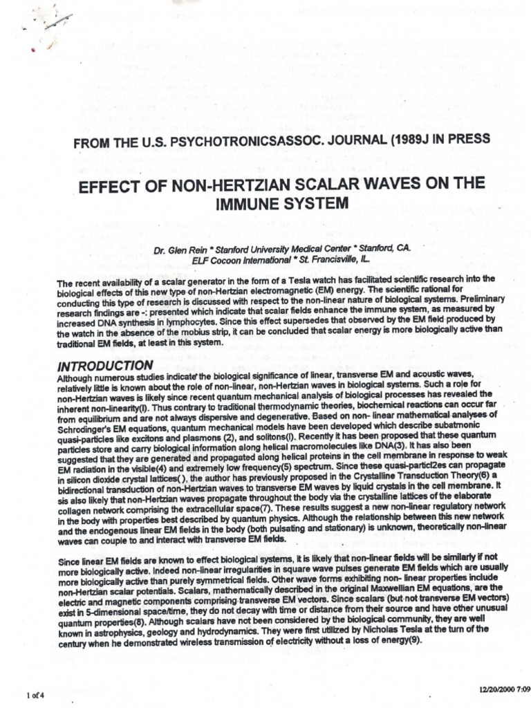 Glen Rein Effect of Non Hertzian Scalar Waves | PDF