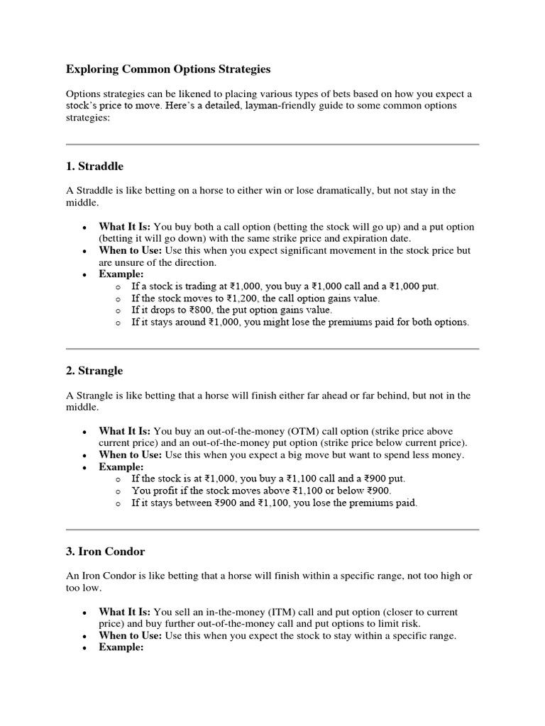 Exploring Common Options Strategies | PDF | Option (Finance) | Put Option