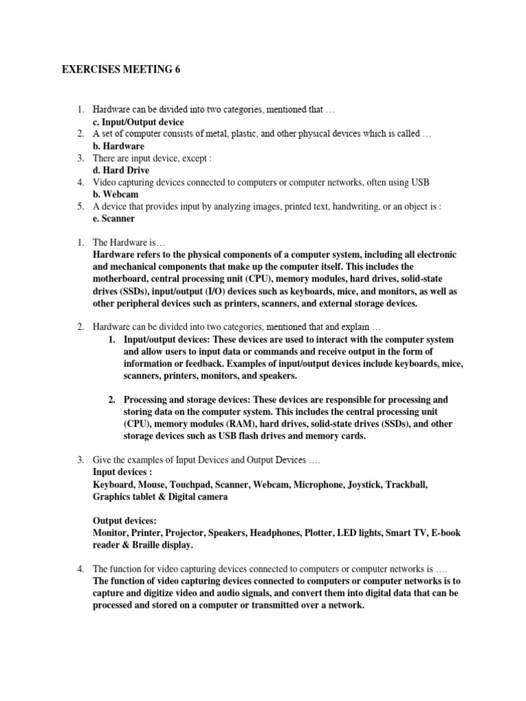 Exercises Meeting 6 | PDF | Computer Hardware | Input/Output