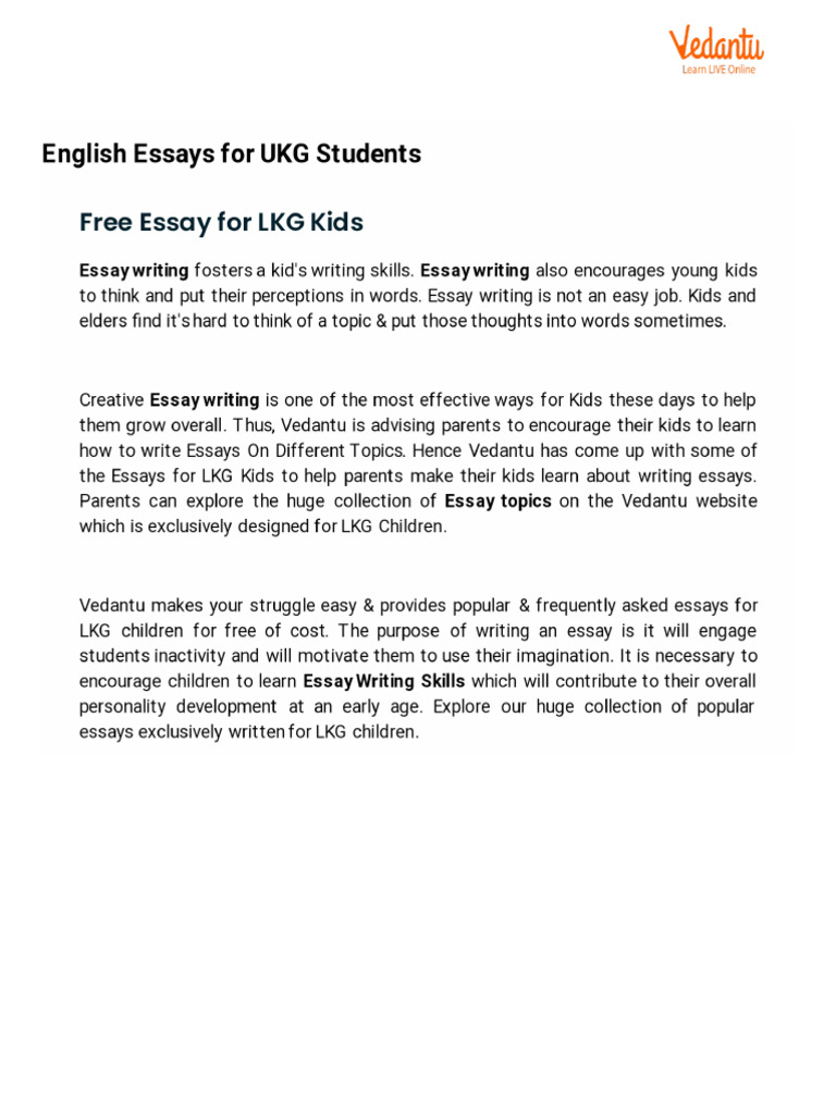 English Essays For UKG Students | PDF