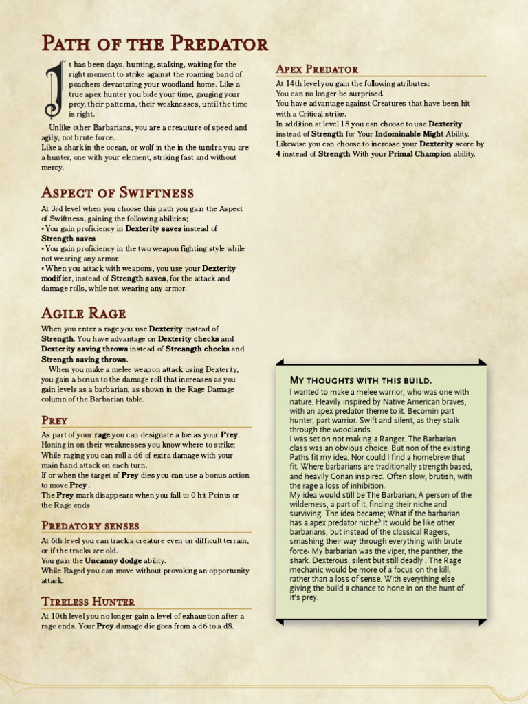 Apex Predator Barbarian Build Guide | PDF | Predation