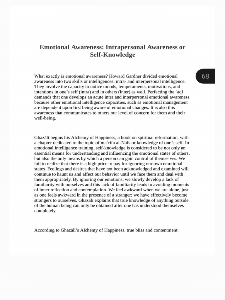 Emotional Awareness & Self Knowledge | PDF