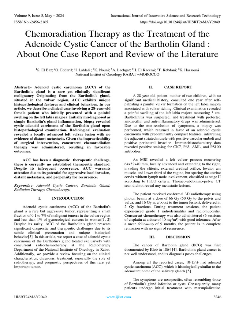 Chemoradiation Therapy as the Treatment of the Adenoide Cystic Cancer ...